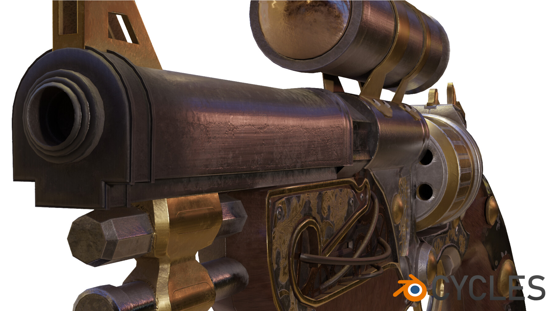 ArtStation - Low-poly Steampunk Revolver | Game Assets