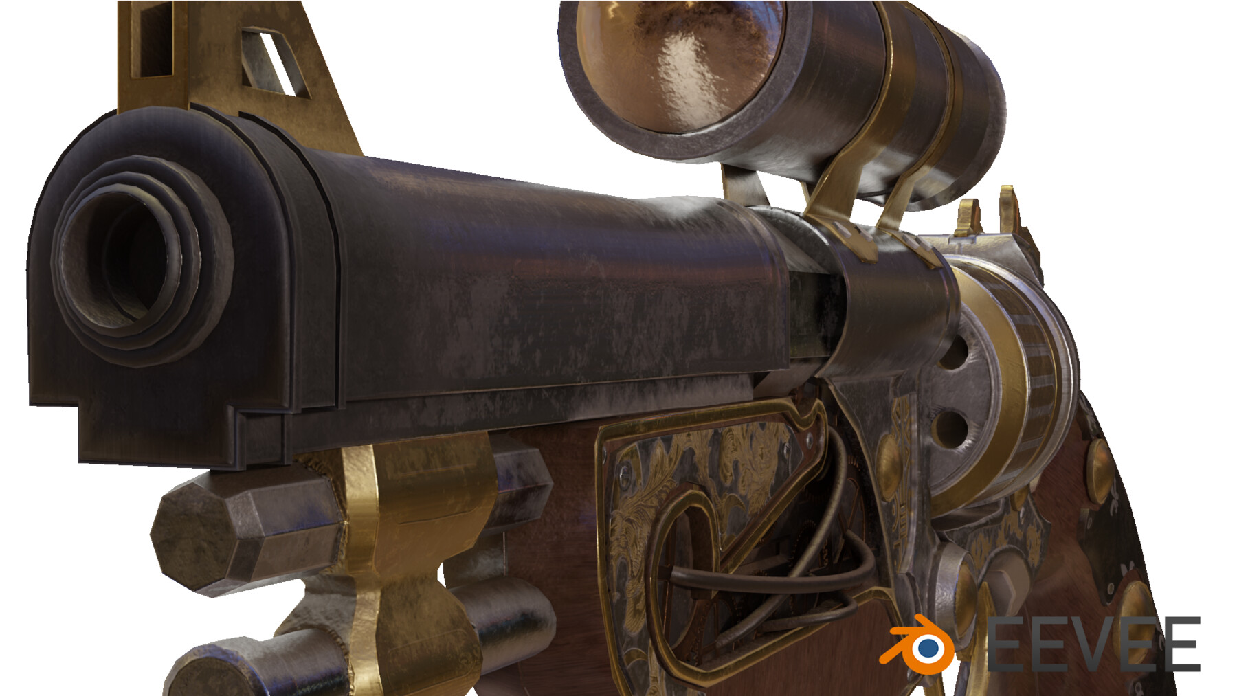 ArtStation - Low-poly Steampunk Revolver | Game Assets