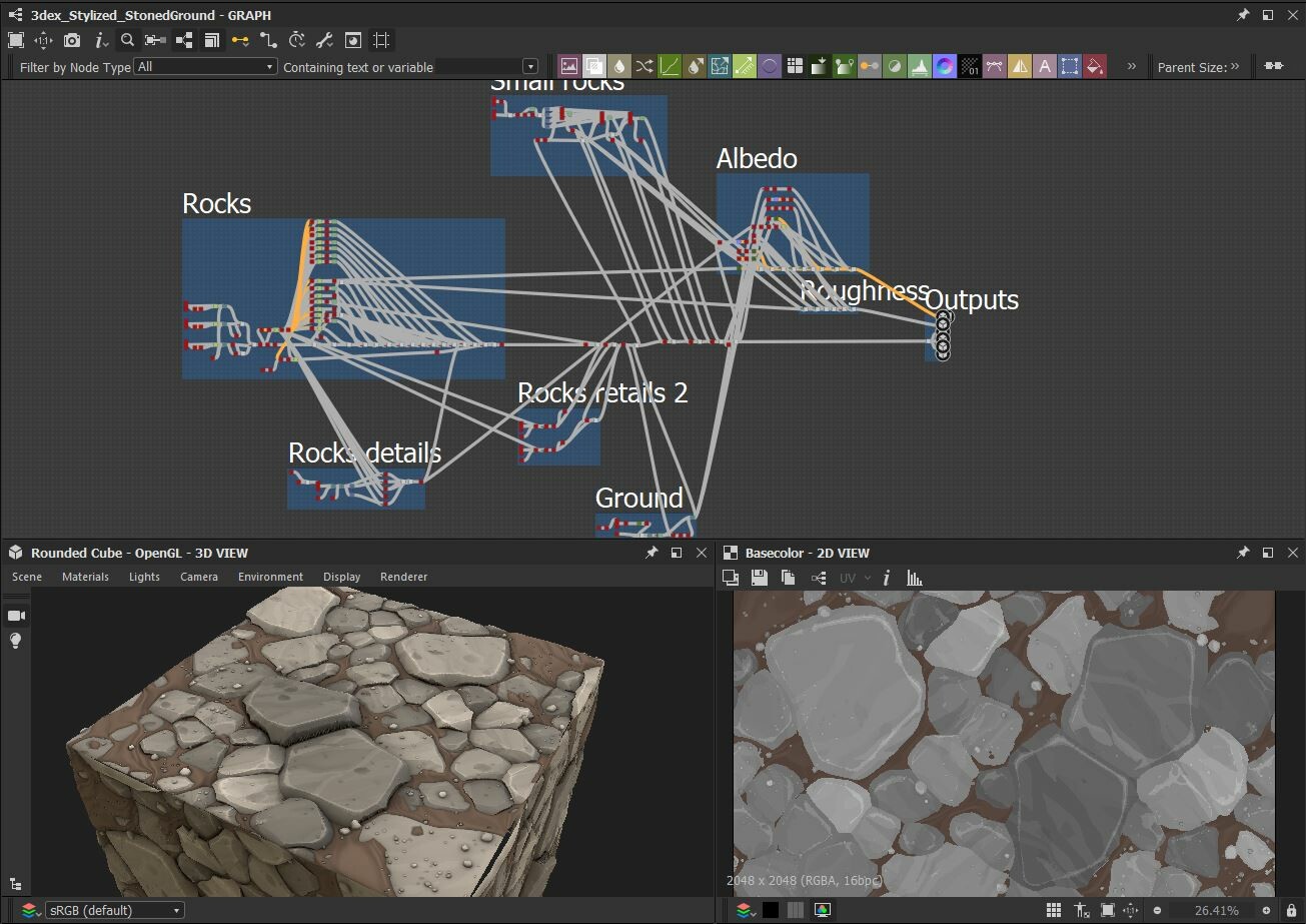 ArtStation - Stylized Stone Ground - Substance Designer | Game Assets