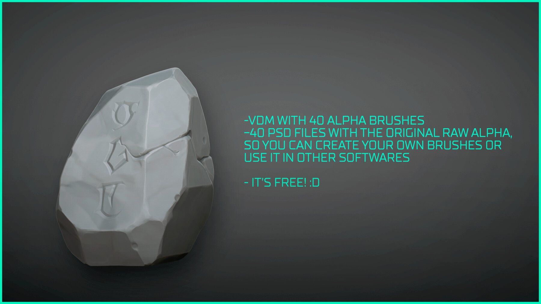 ArtStation - Free Stylized Runes - VDM 40 alpha zbrushes and more | Brushes