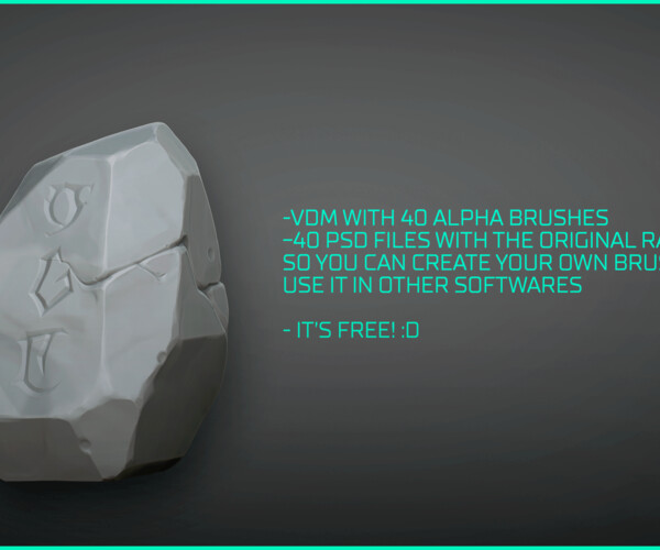ArtStation - Free Stylized Runes - VDM 40 alpha zbrushes and more | Brushes