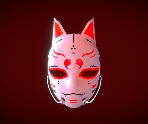 ArtStation - Cyberpunk Kitsune Mask | Game Assets