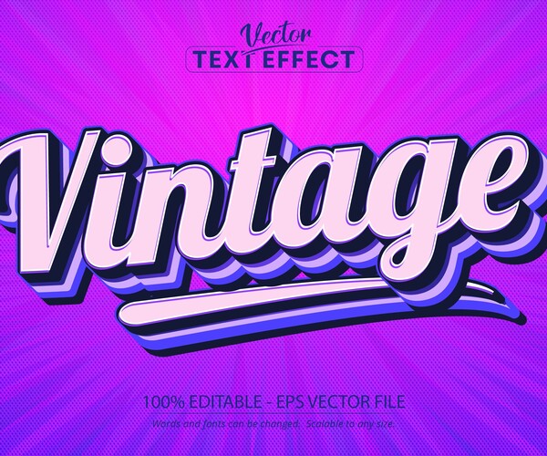 ArtStation - Vintage text, 70s and 80s text style and editable text ...
