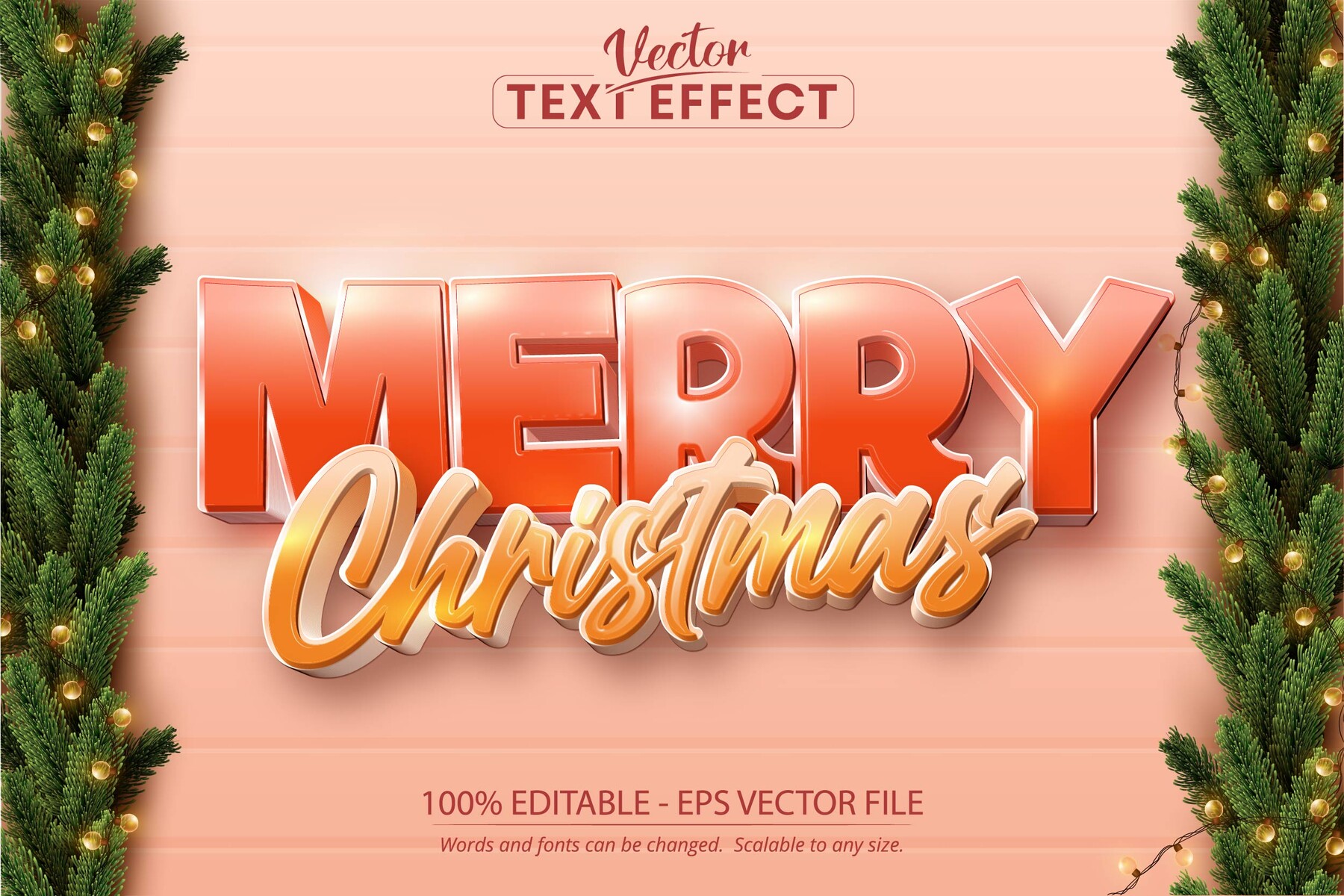 ArtStation - Merry christmas text, cartoon style editable text effect ...