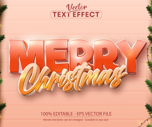 ArtStation - Merry christmas text, cartoon style editable text effect ...