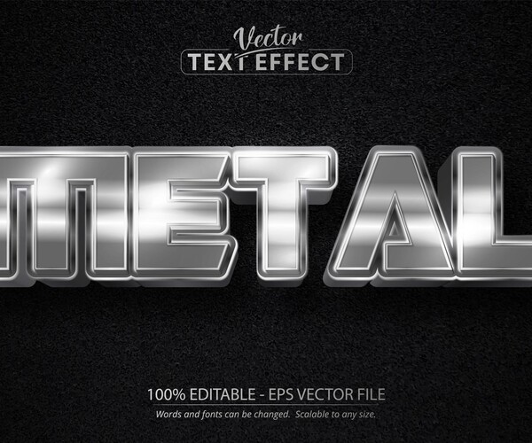 ArtStation - Metal text, shiny metallic silver style editable text ...