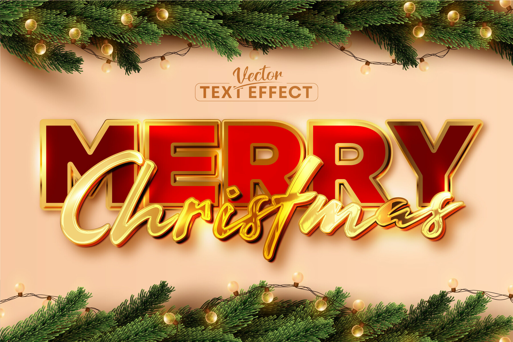 ArtStation - Merry christmas text, shiny gold color style editable text ...