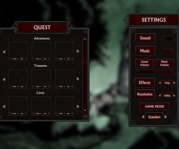 ArtStation - Painted UI: Dark style | Game Assets