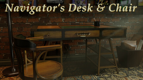 ArtStation - Navigator's Desk and Chair | Game Assets