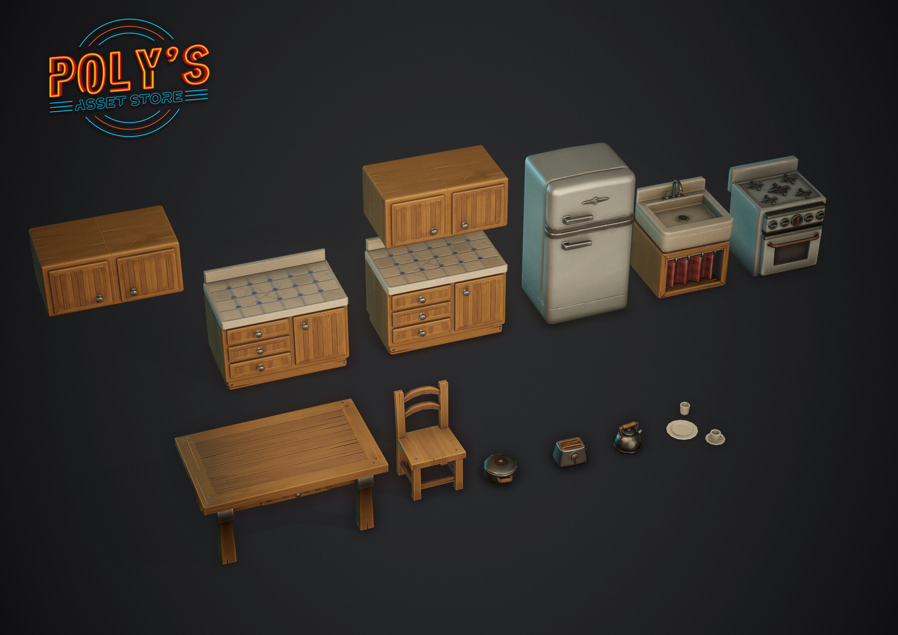 ArtStation - Kitchen Pack - Stylized low poly | Game Assets