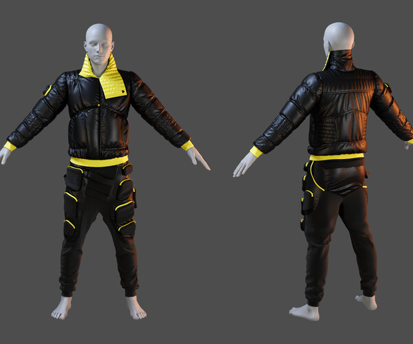 ArtStation - cyberpunk outfit male 02 | Game Assets