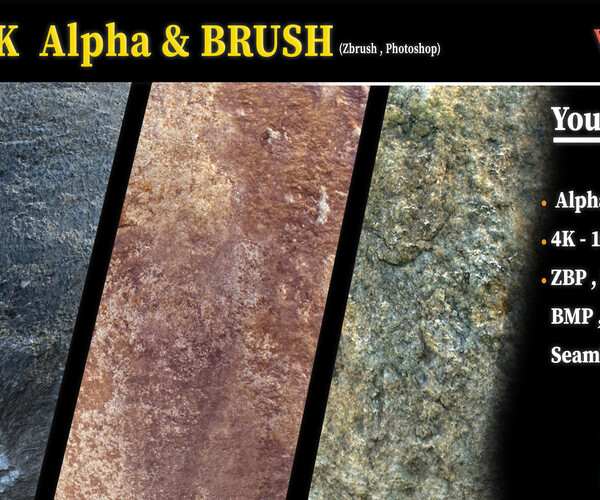 ArtStation - ROCK Alpha & BRUSH VOL 02 | Brushes