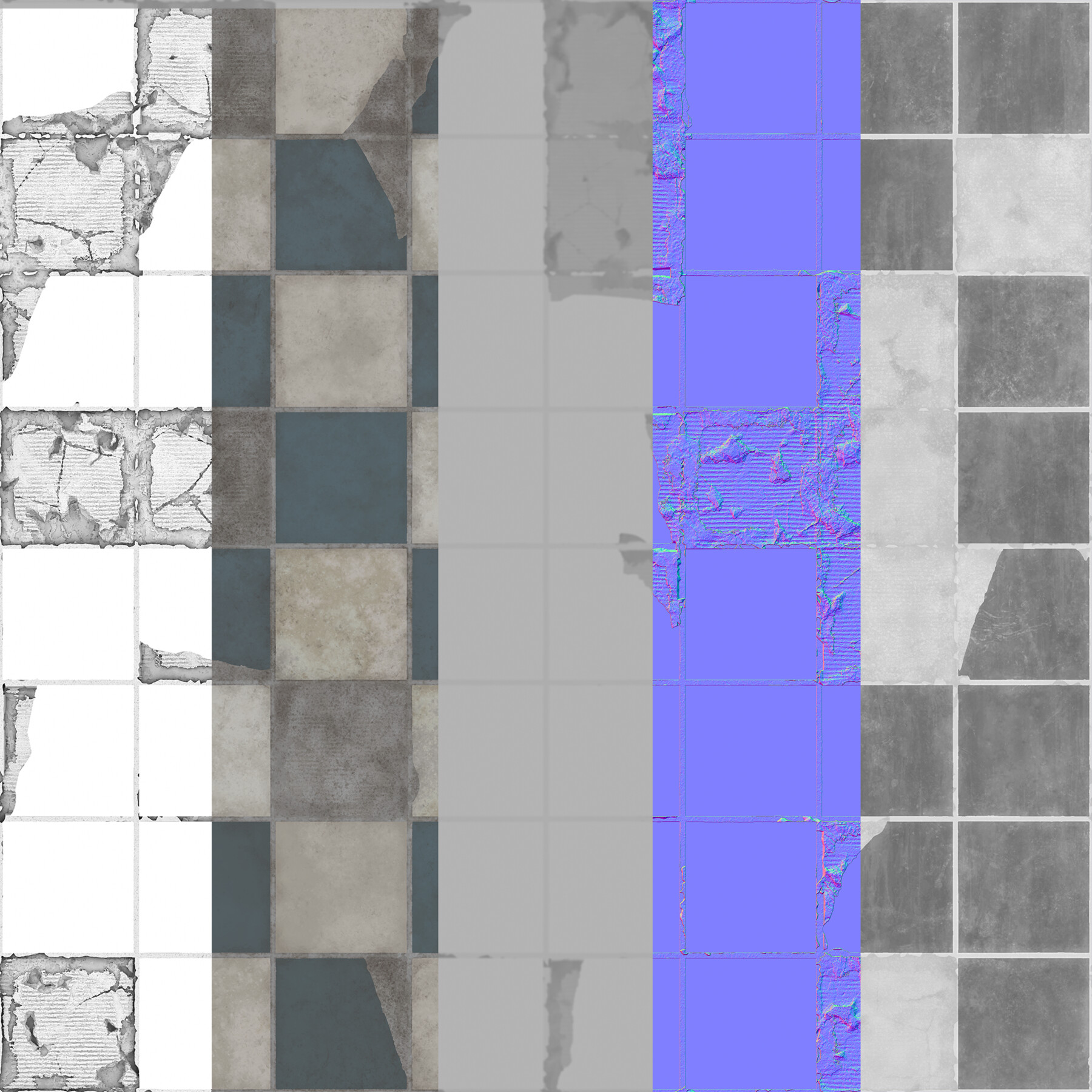 ArtStation - Damaged Checker Tiles Material | Game Assets