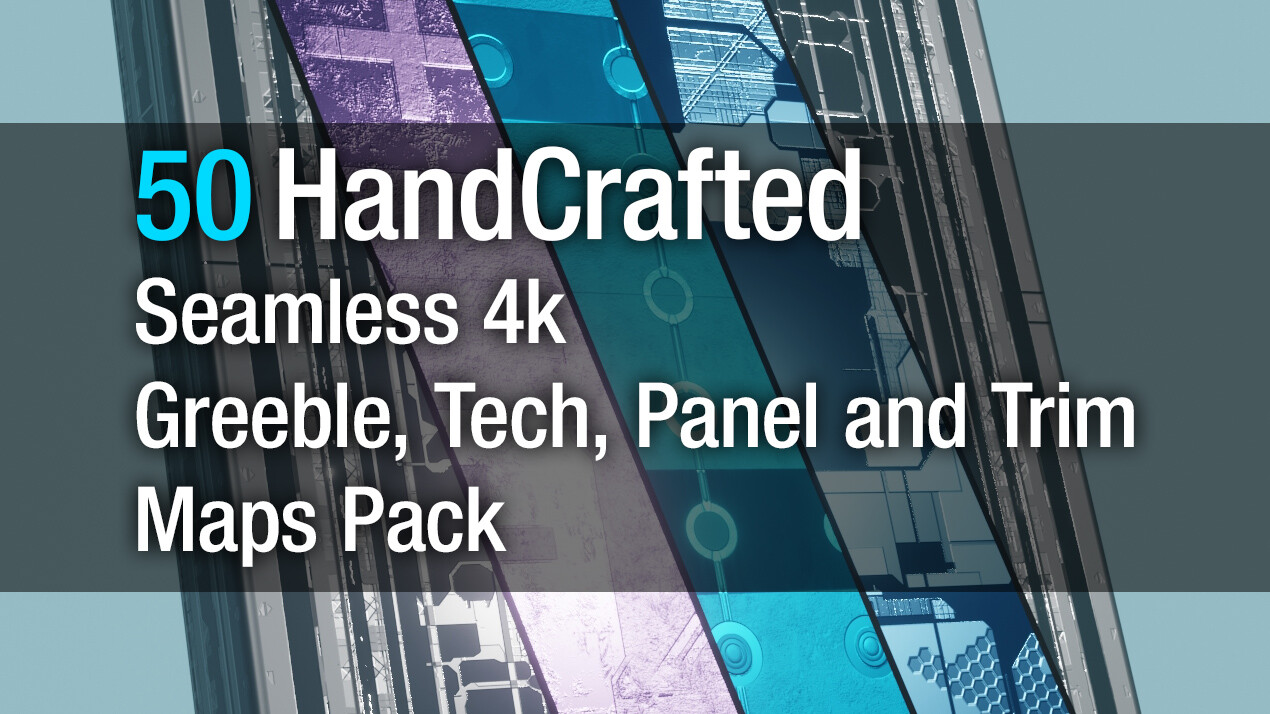 ArtStation - 50 Handcrafted 4K Greeble, Tech, Trim and Panel Maps Pack | Resources
