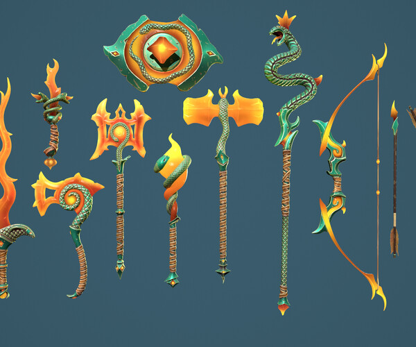 ArtStation - Fantasy snake weapons collection | Game Assets