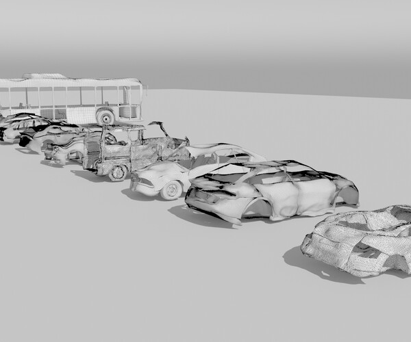 ArtStation - Destroyed Cars Vol 1 wrecked car vehicle burnt war rusty ...