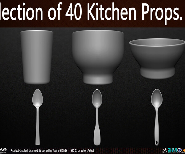ArtStation - Collection of 40 Kitchen Prop Dishes Vol 01 | Resources