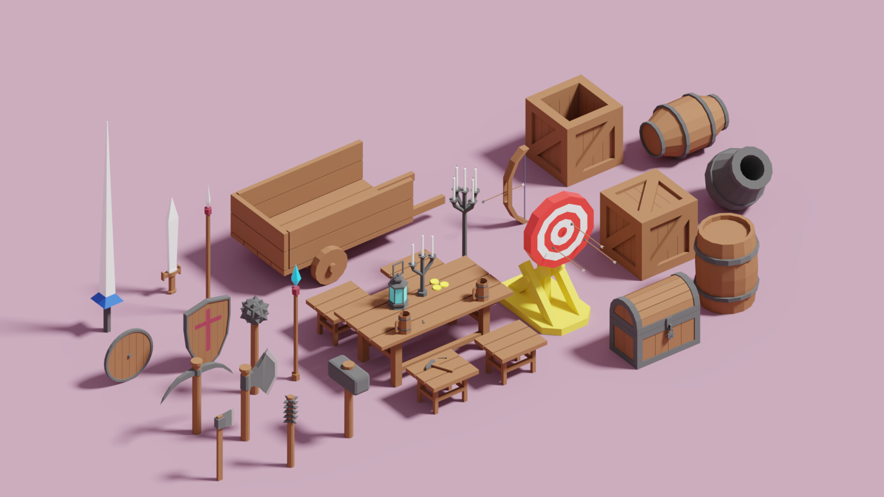 ArtStation - Cartoon Medieval Props Package | Game Assets