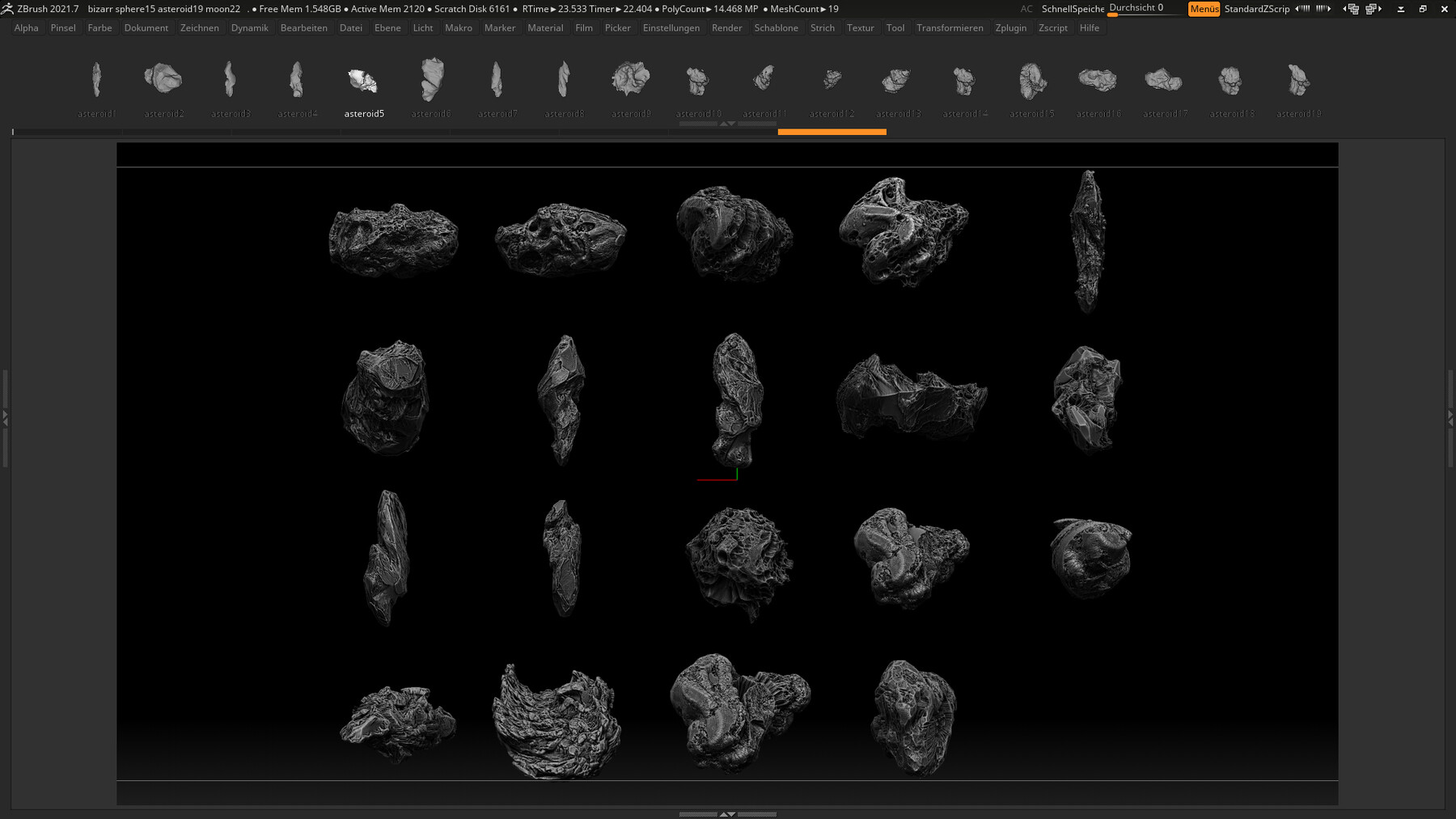 ArtStation - Asteroids 19 IMM Brushes 2 ZTL + 1SHIP ZTL 1MAT | Brushes