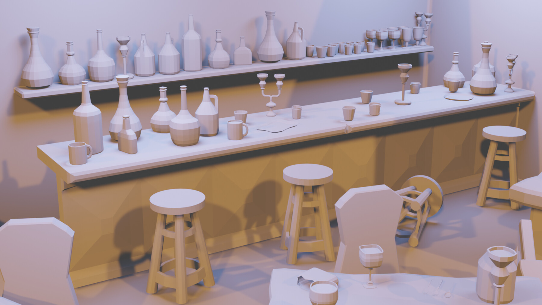 ArtStation - Bar Assets 01 - Lowpoly Basemeshes | Resources