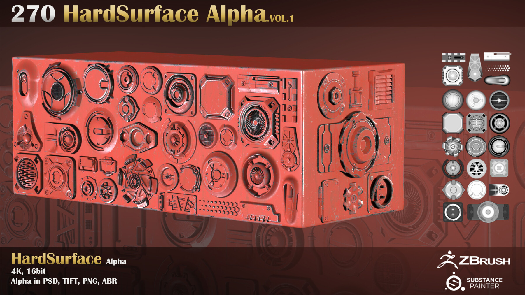 ArtStation - Hard Surface Alpha.Vol 1 | Brushes