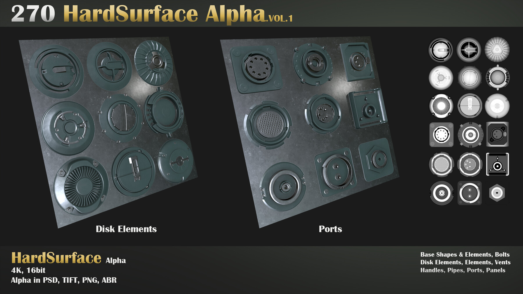 ArtStation - Hard Surface Alpha.Vol 1 | Brushes