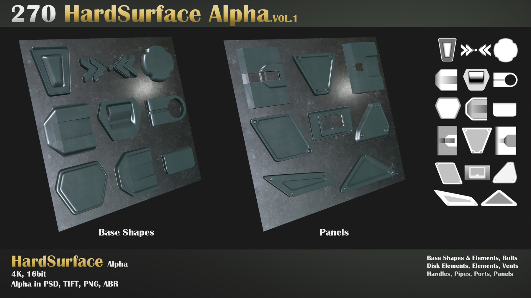ArtStation - Hard Surface Alpha.Vol 1 | Brushes