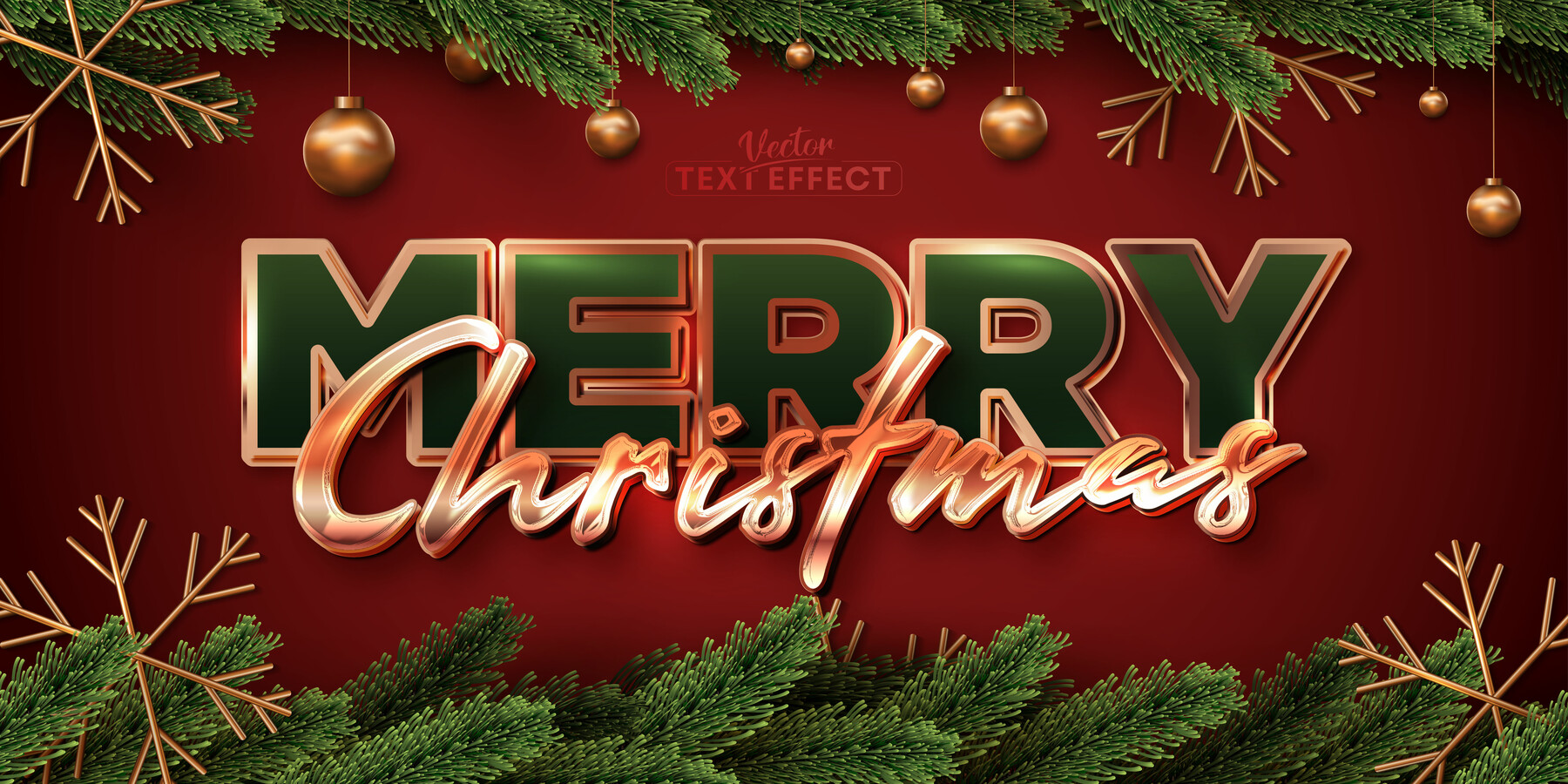 ArtStation - Merry christmas text, shiny gold color style editable text ...