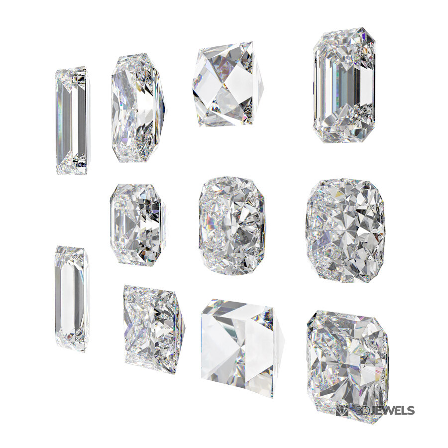 ArtStation - Gemstones in Different Square Cuts 3D Models Pack 2 ...