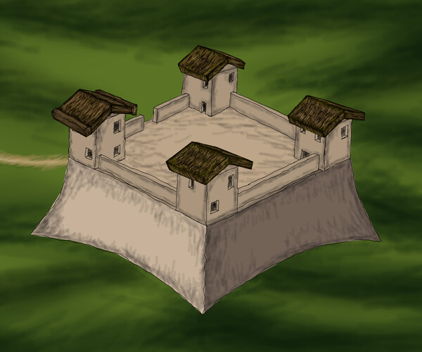 ArtStation - Ancient Stronghold Fortress Haeuser | Artworks