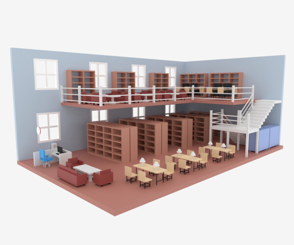 ArtStation - Cartoon Library Interior | Game Assets