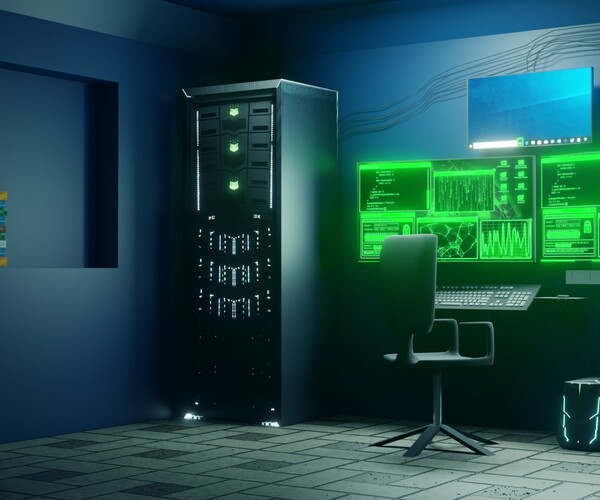 ArtStation - Hacker Workspace - Low poly - Game Ready | Game Assets