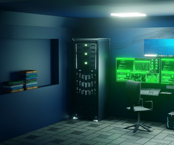 ArtStation - Hacker Workspace - Low poly - Game Ready | Game Assets