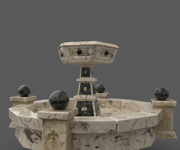 ArtStation - ancient fountain PBR low-poly 3D model Low-poly 3D model ...