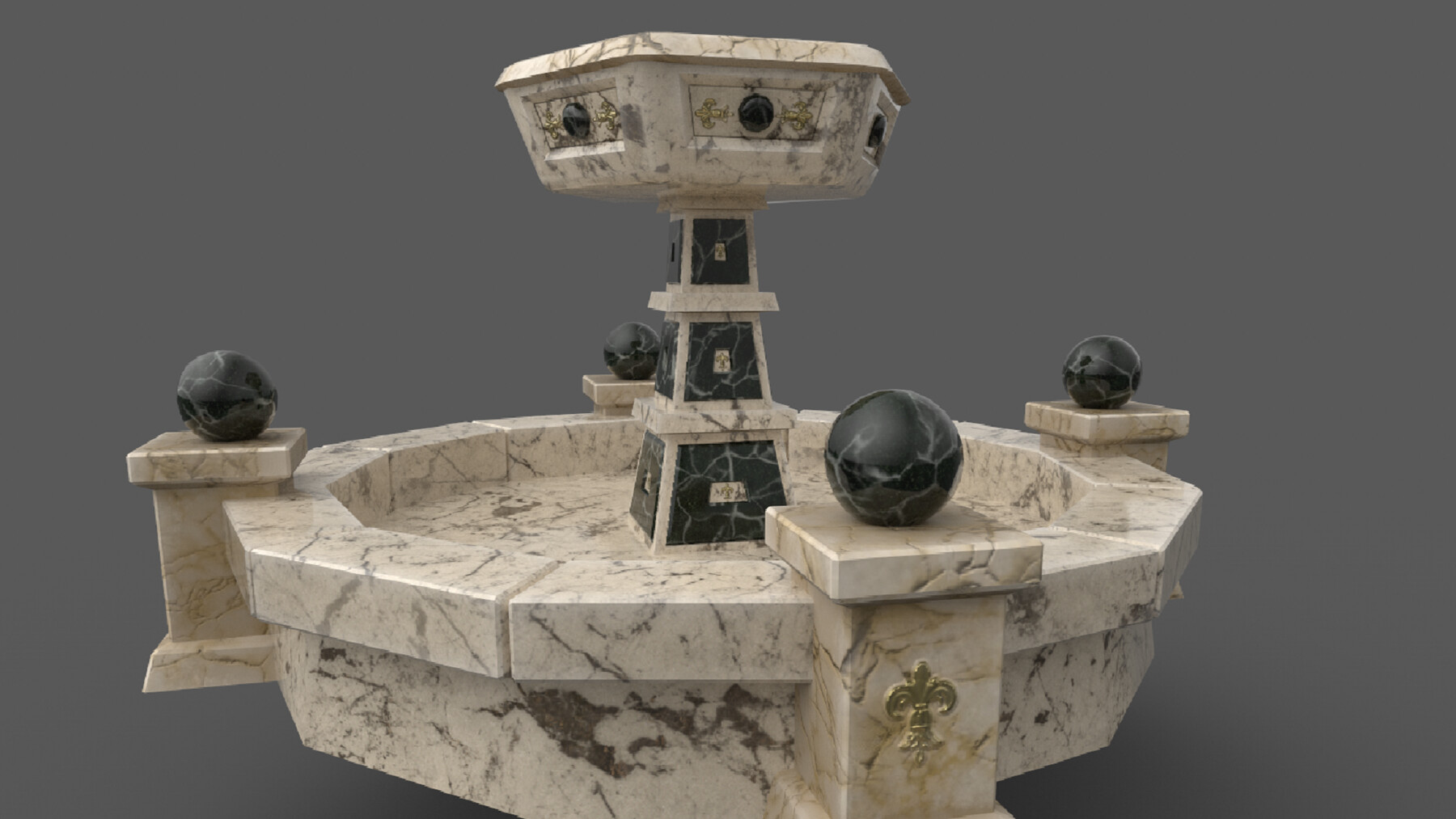 ArtStation - ancient fountain PBR low-poly 3D model Low-poly 3D model ...