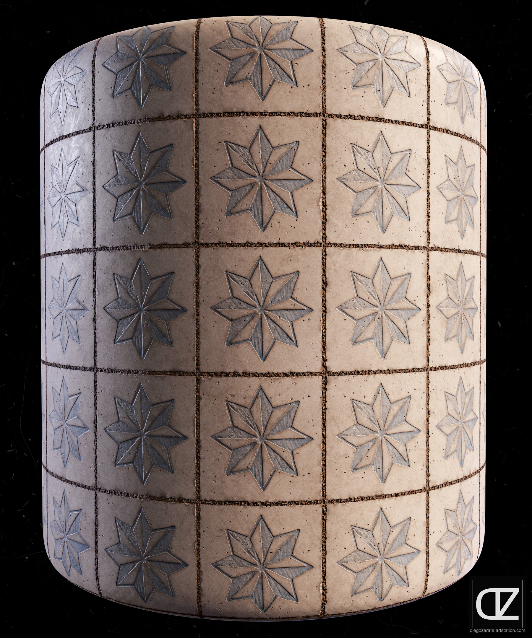 ArtStation - PBR - WORN TILE MATERIAL - 4K | Game Assets