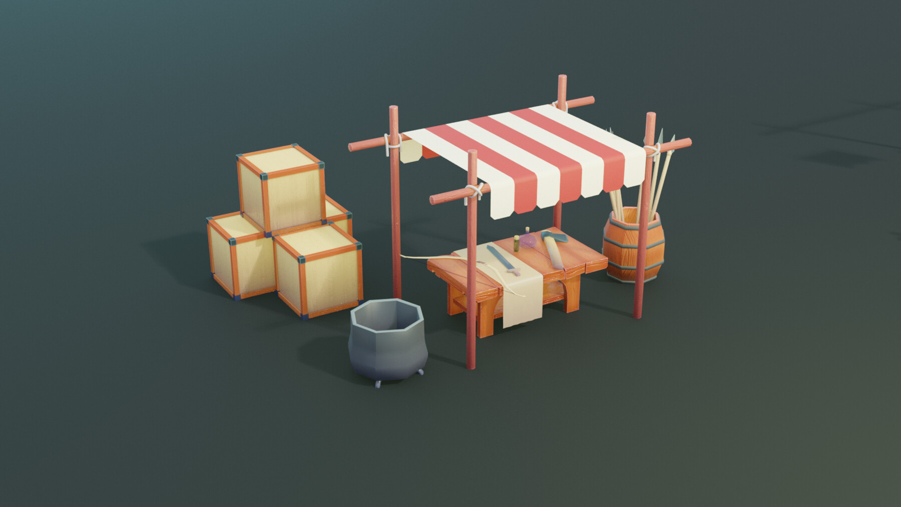 ArtStation - Medieval merchant textured low-poly game ready assets pack ...