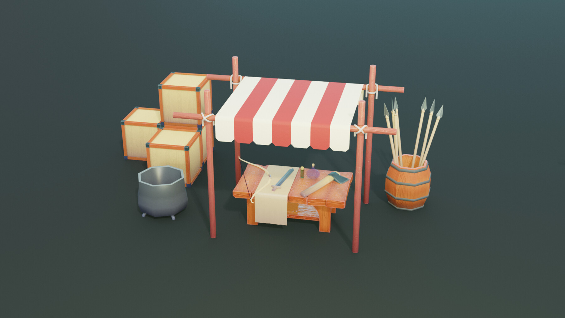 ArtStation - Medieval merchant textured low-poly game ready assets pack ...