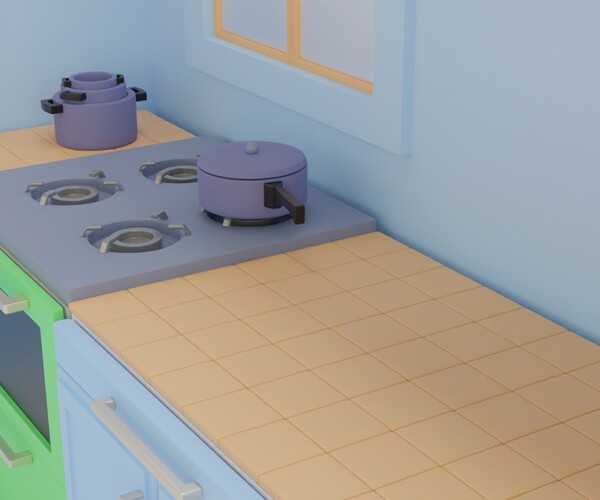 ArtStation - toy kitchen with furniture Low-poly 3D model | Game Assets