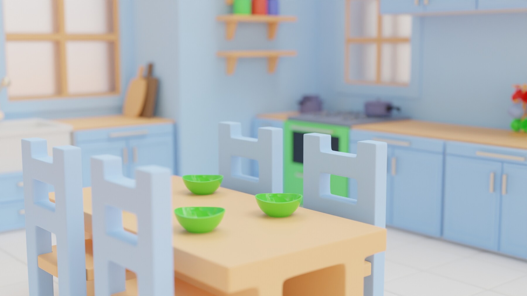 ArtStation - toy kitchen with furniture Low-poly 3D model | Game Assets