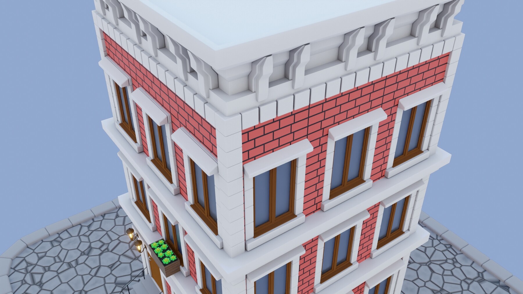 ArtStation - Cartoon Brick house with three floors | Game Assets