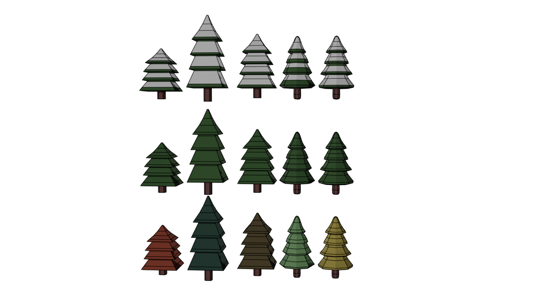 ArtStation - Low-Poly Winter trees Pack | Game Assets