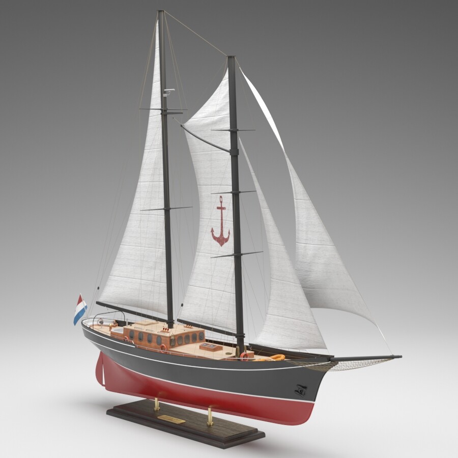 ArtStation - Silver spray schooner boat 3D model | Resources