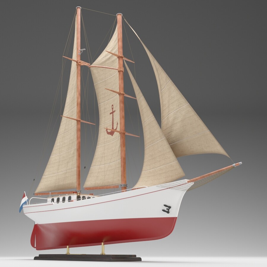 ArtStation - Silver spray schooner boat 3D model | Resources