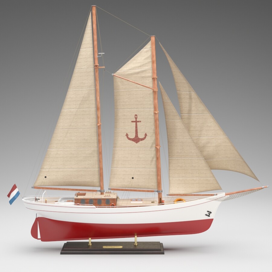 ArtStation - Silver spray schooner boat 3D model | Resources