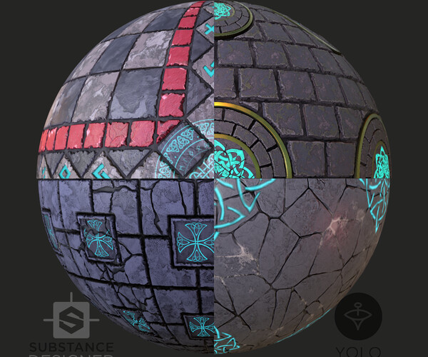 ArtStation - Stylized Ancient Ornamental Floor 2K PBR ready | Game Assets