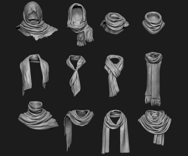 ArtStation - Scarfs for 3d Printable Characters Part 2 | Resources