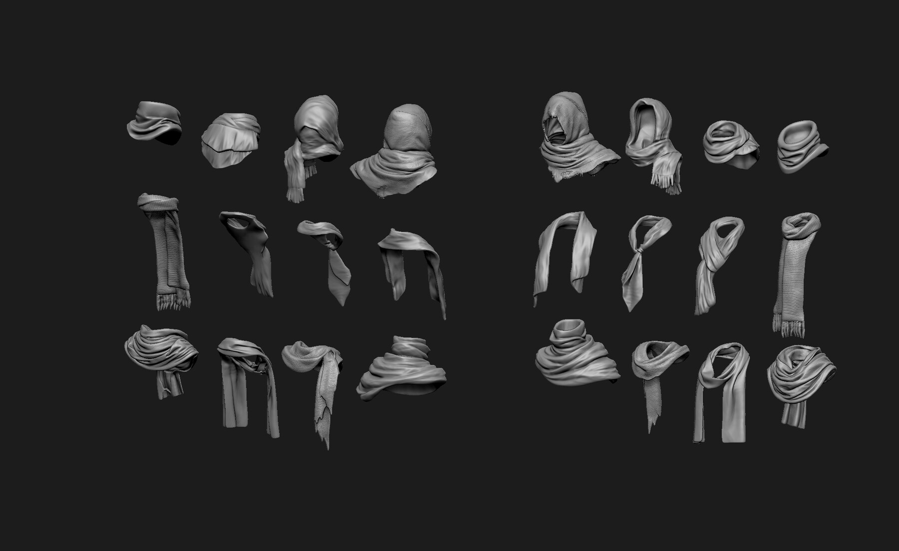 ArtStation - Scarfs for 3d Printable Characters Part 2 | Resources