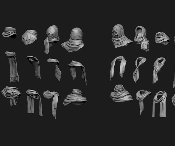 ArtStation - Scarfs for 3d Printable Characters Part 2 | Resources