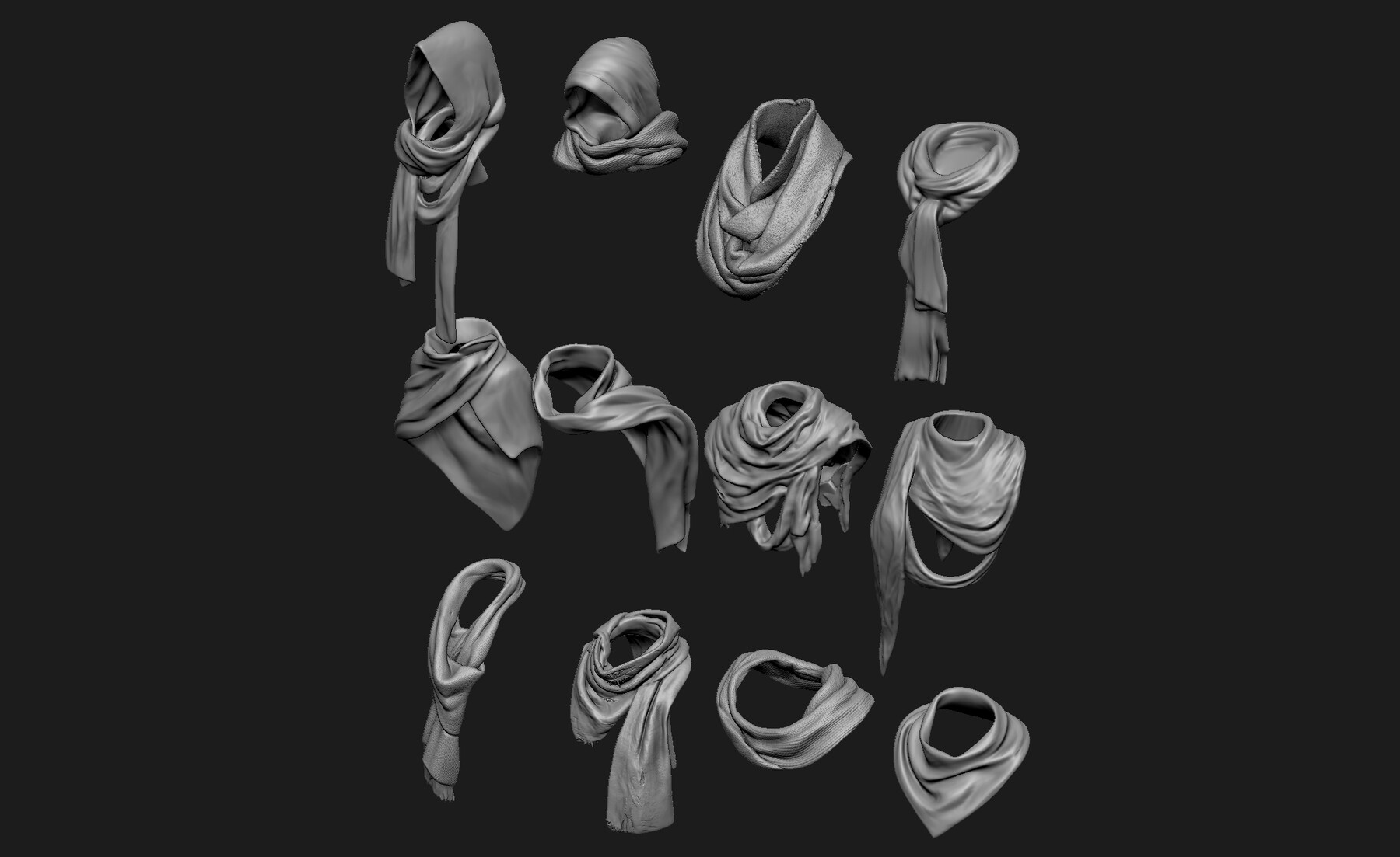 ArtStation - Scarfs for 3d printable Characters Part 3 | Resources